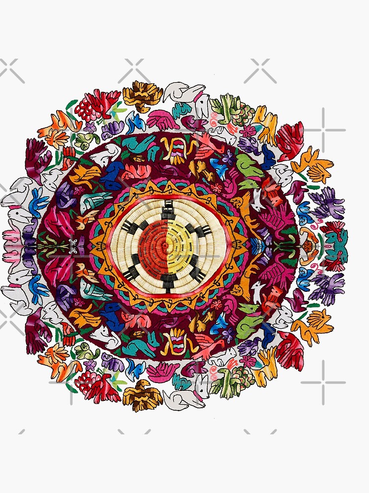 "ANTIQUE HOPI EMBROIDERY WITH COLORFUL ANIMALS AND TURTLE" Sticker for ...