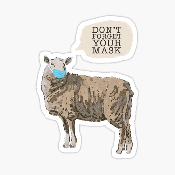 "Sheep Wearing A Face Mask" Sticker for Sale by okpinsArtDesign | Redbubble