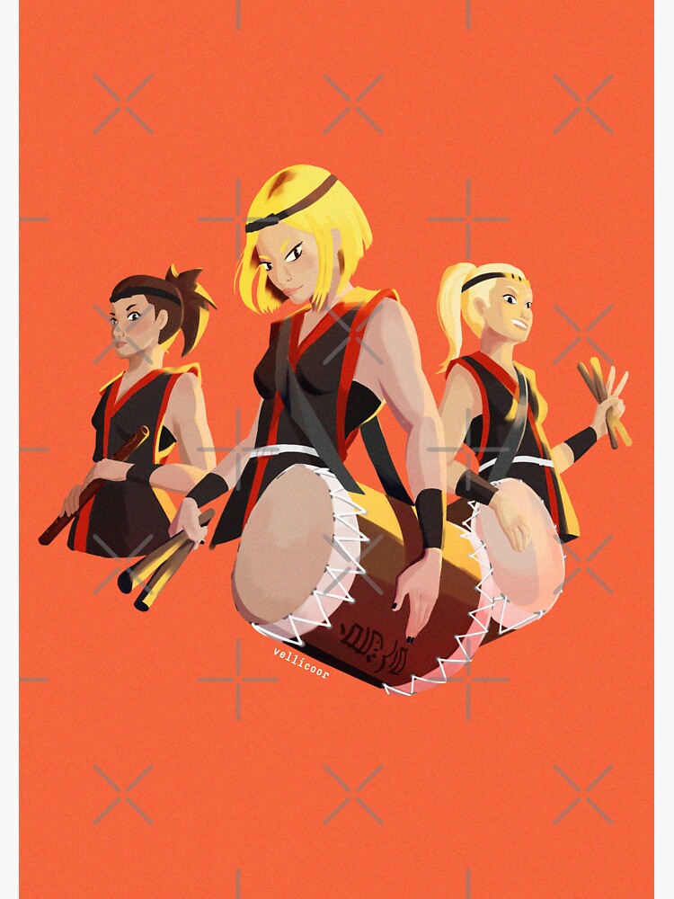 "saeko and her taiko team" Sticker for Sale by vellicor | Redbubble