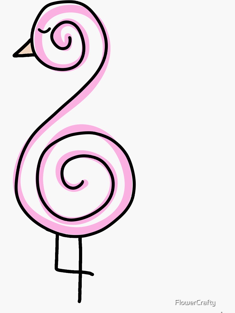 "Neon Swirl Flamingo " Sticker for Sale by FlowerCrafty | Redbubble