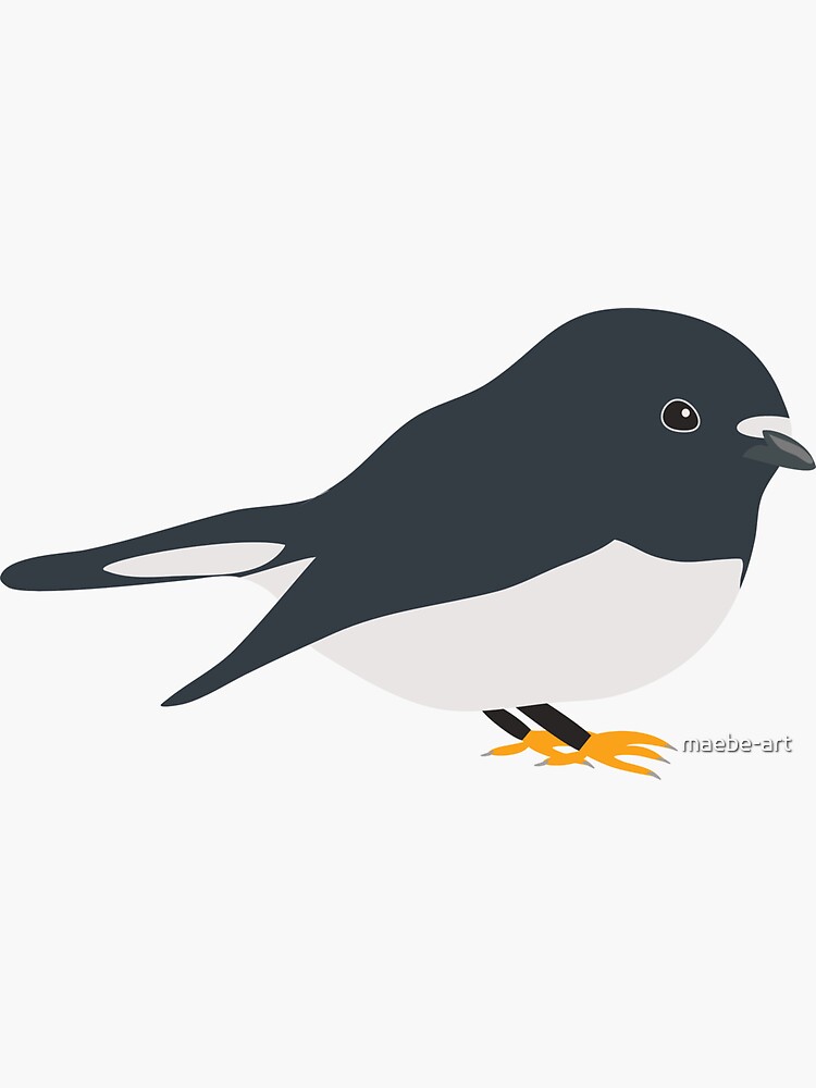 "Miromiro/tomtit bird illustration" Sticker by maebe-art | Redbubble