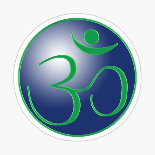 "OM Logo - Green on Blue" Sticker for Sale by dllazarus | Redbubble