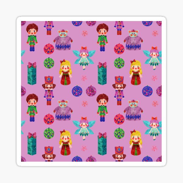 "Pink Christmas - The Nutcracker" Sticker by peggieprints | Redbubble