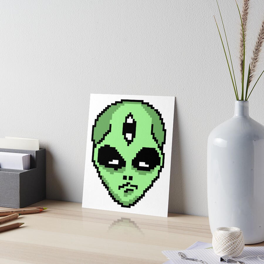 "head alien pixel logo" Art Board Print for Sale by psyclps | Redbubble