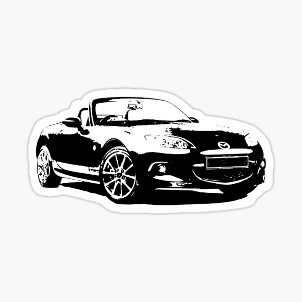 "Designer Mazda Miata MX-5 Black" Sticker for Sale by martjfaulkner ...
