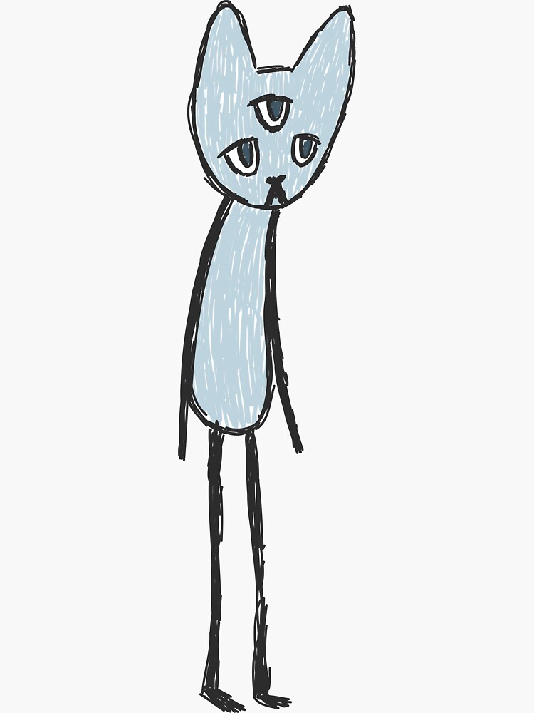 "Sad Blue Demon Cat" Sticker for Sale by pobble-bonk | Redbubble