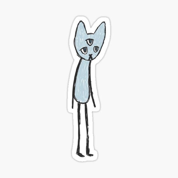 "Sad Blue Demon Cat" Sticker for Sale by pobble-bonk | Redbubble