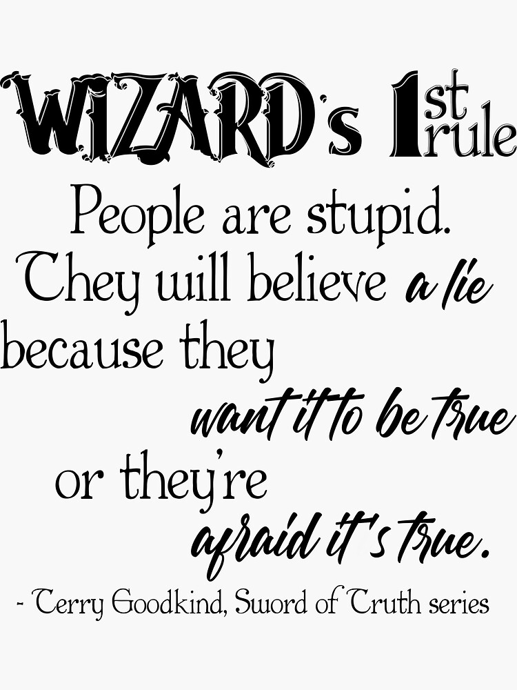 "Wizard's first rule" Sticker for Sale by maofdvora | Redbubble