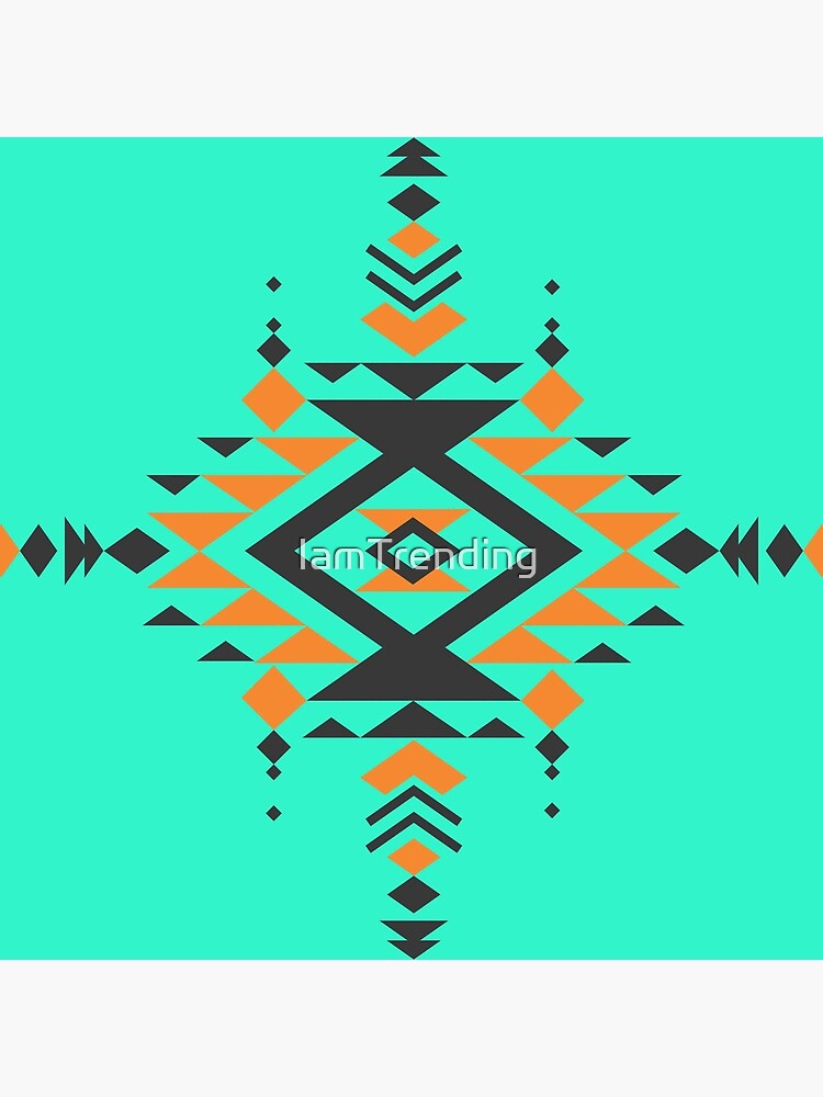 "Teal Orange and Gray Aztec Southwestern Pattern" Acrylic Block for ...