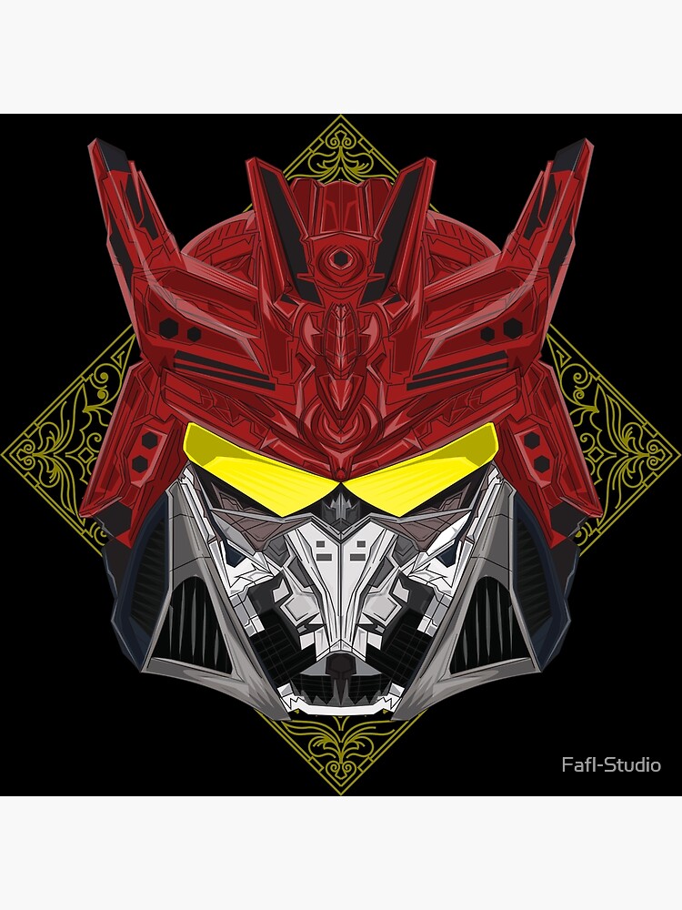 "Illustration of red fire mecha with ornamental background " Poster for ...