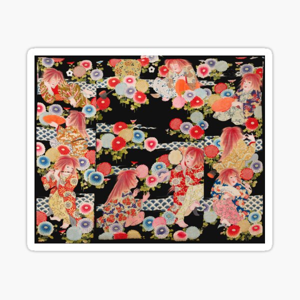"ANTIQUE JAPANESE NOH THEATER COSTUME WITH FLOWERS ,MALE FIGURES AND ...