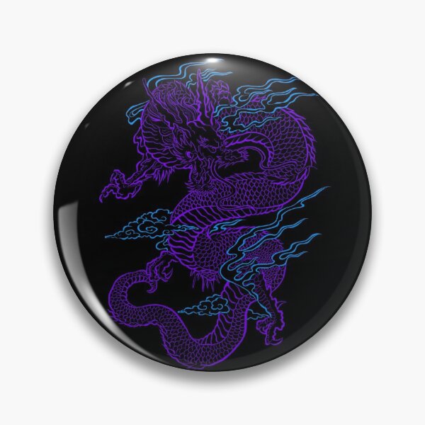 "Purple and Blue Dragon" Pin for Sale by caliclem | Redbubble