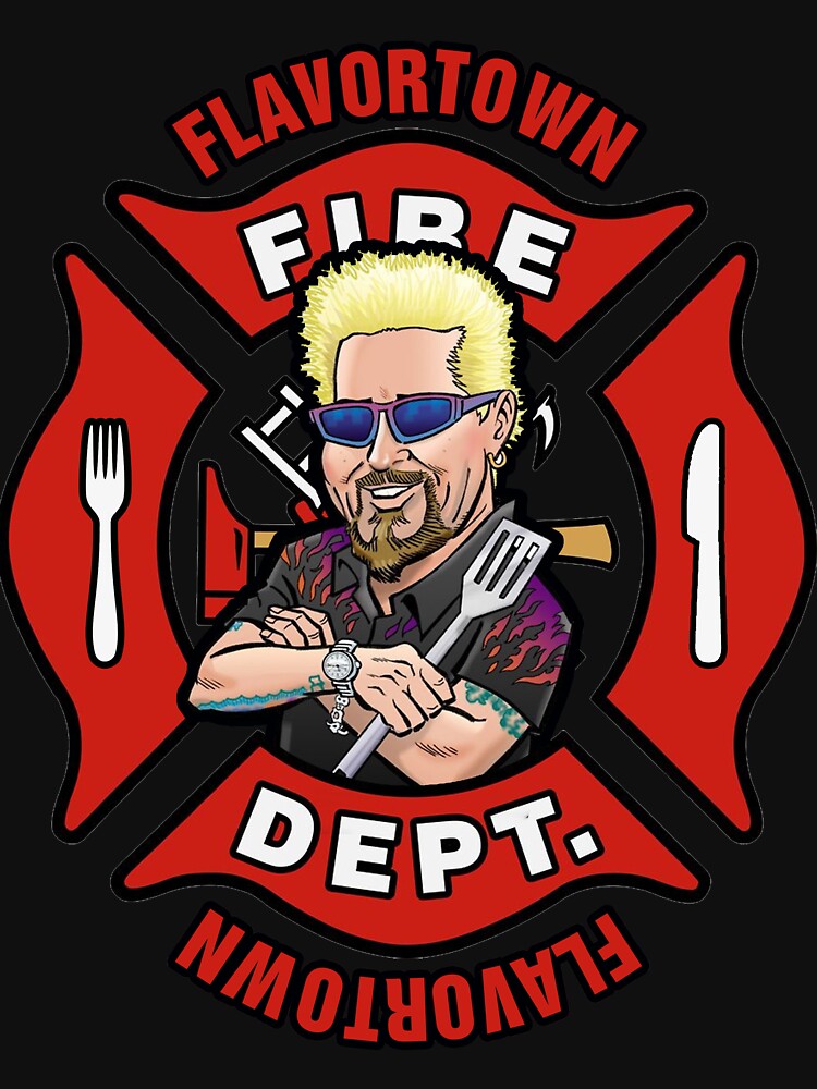 "Flavortown Guy Fieri Fire Department Sticker" T-shirt for Sale by art ...