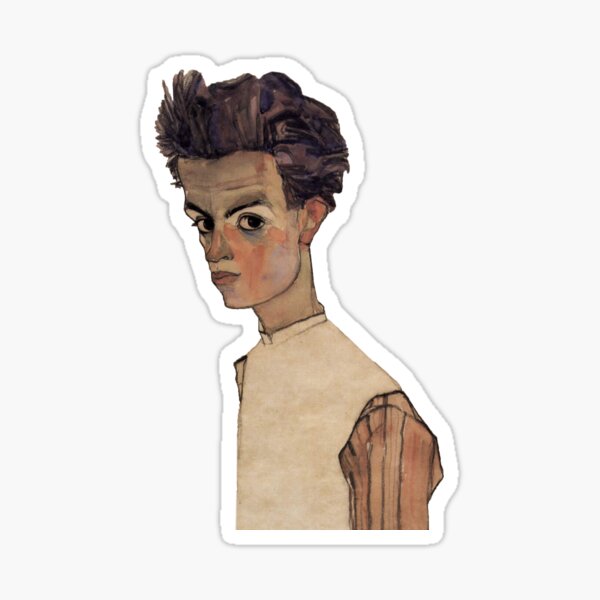 "Egon Schiele - Self portrait" Sticker for Sale by Pytart | Redbubble