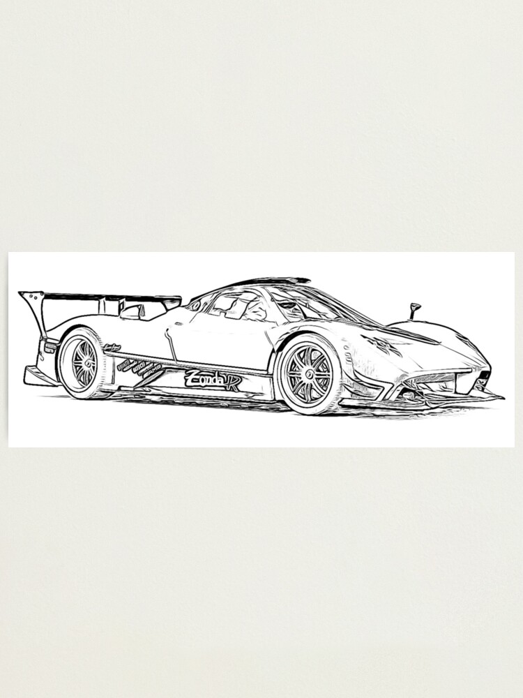 "Pagani Zonda R Supercar Racing Wireframe" Photographic Print for Sale ...
