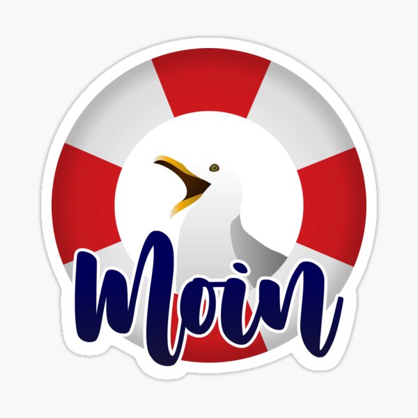 "Moin (mit Möwe im Rettungsring mehrfarbig)" Sticker von froggy ...
