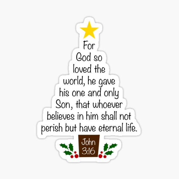 "John 3:16 Christmas tree " Sticker for Sale by mariatorg | Redbubble