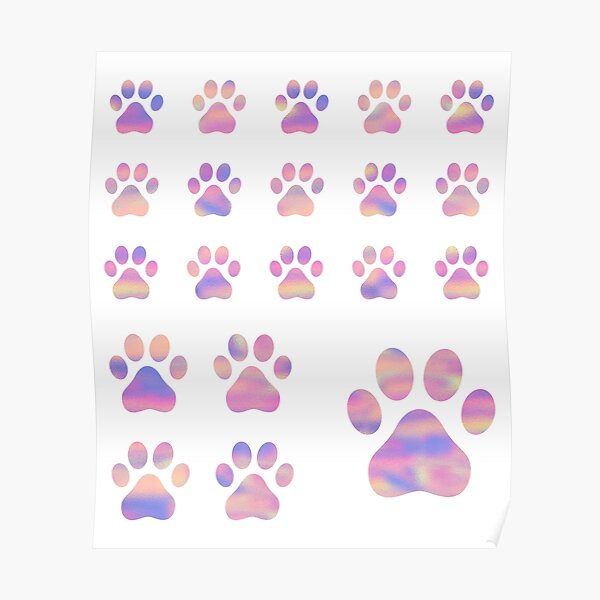 "pastel rainbow holo pets cute paws pack" Poster by summerpositif ...