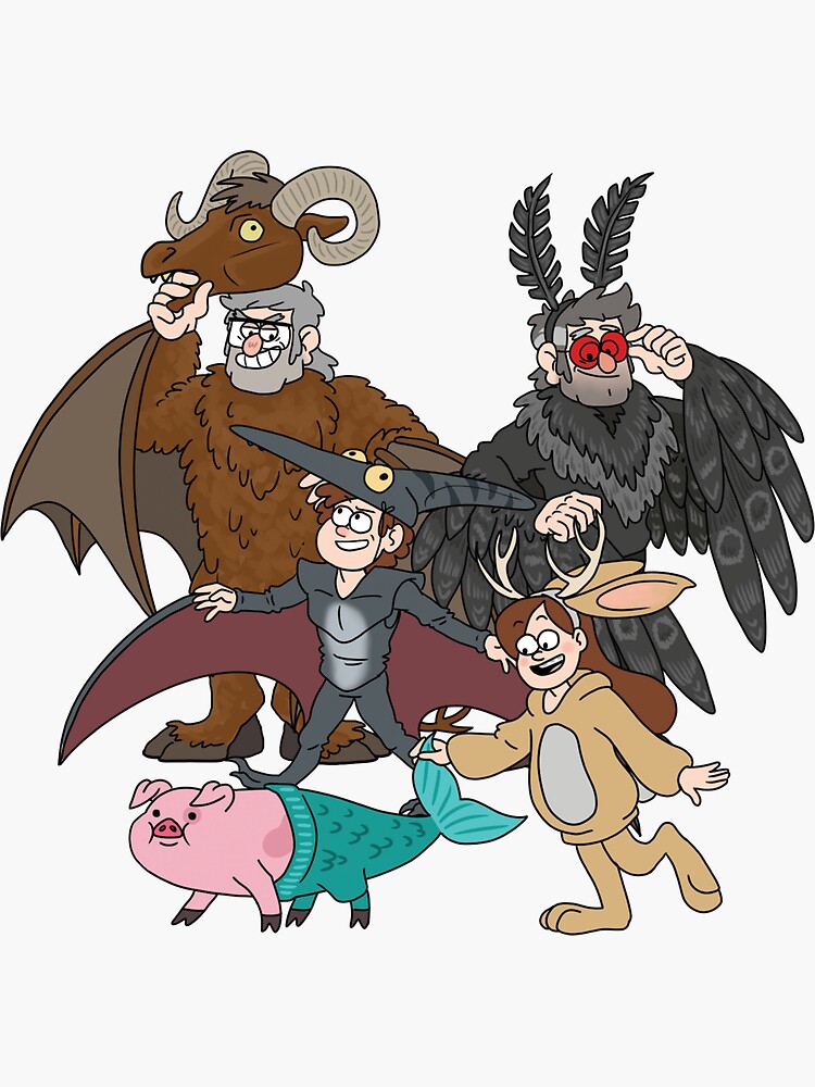 "Pines Family Cryptids (transparent large)" Sticker by Eregyrn | Redbubble