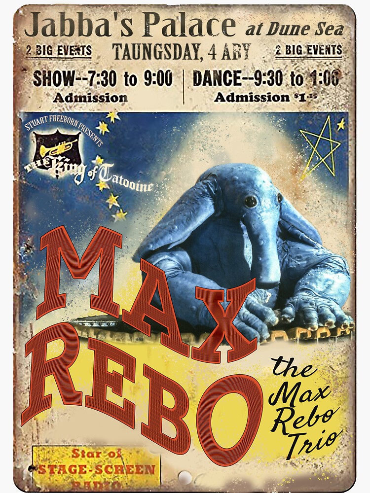 "Vintage Style Fan Art Max Rebo Concert Poster" Sticker by FilmFit ...