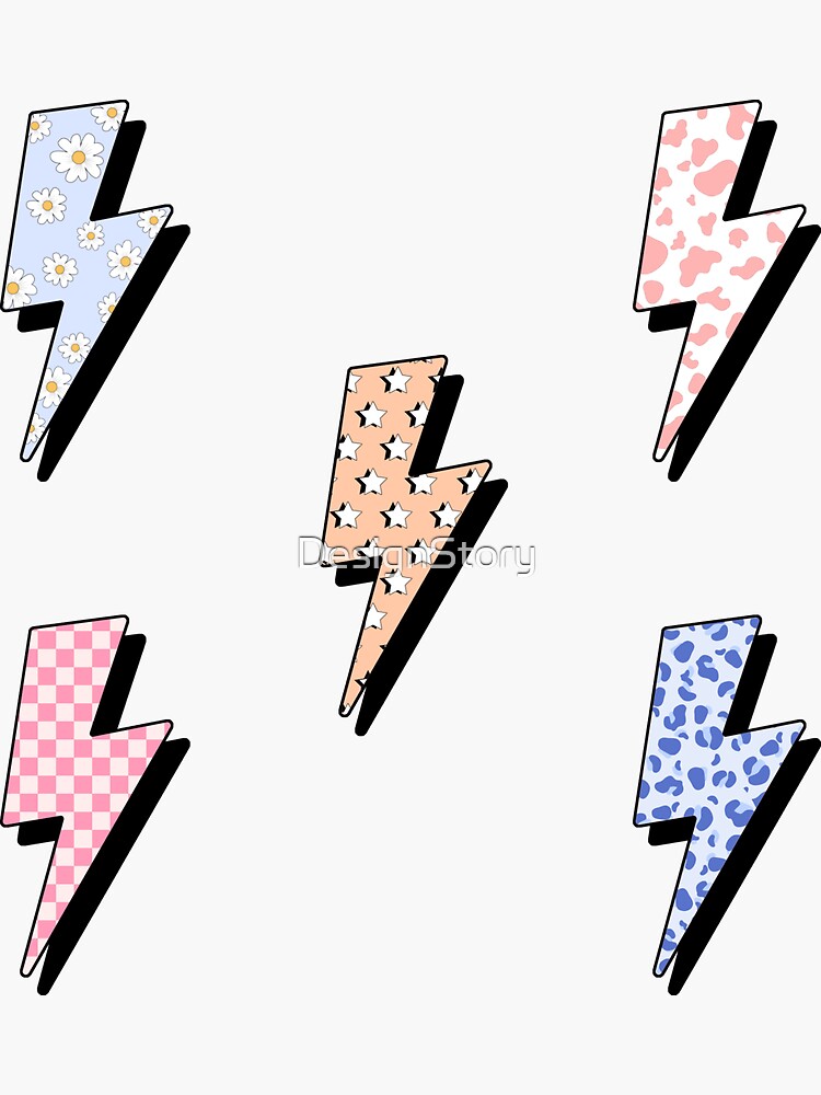 "Cute Pattern Lightning Bolts " Sticker by DesignStory | Redbubble