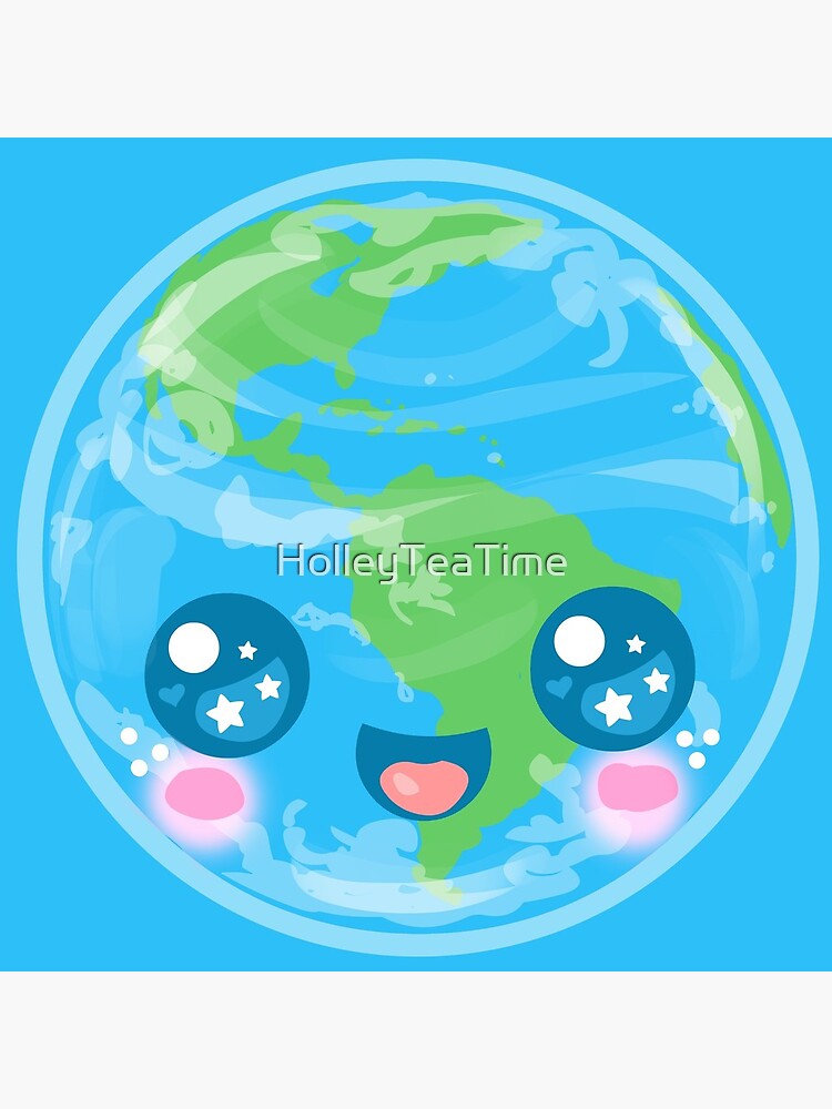 "Kawaii Cute Earth" Art Print by HolleyTeaTime | Redbubble
