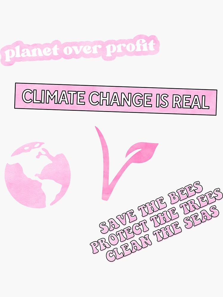 "pink watercolor planet over profit vegan pack" Sticker by ...