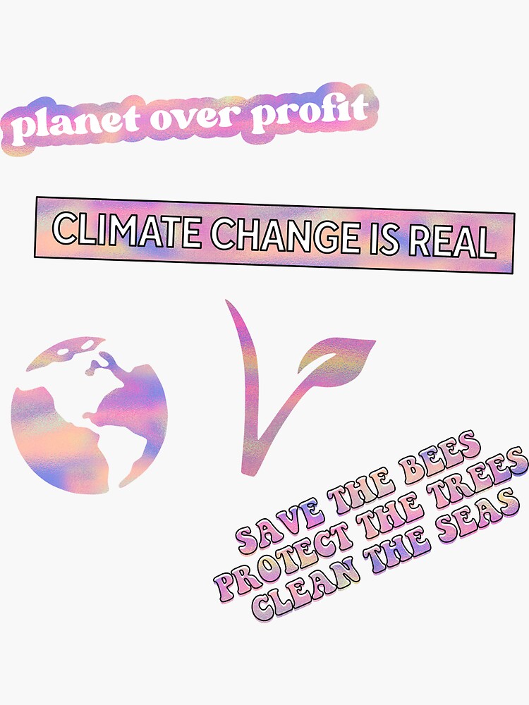 "pastel rainbow holo planet over profit vegan pack" Sticker by ...