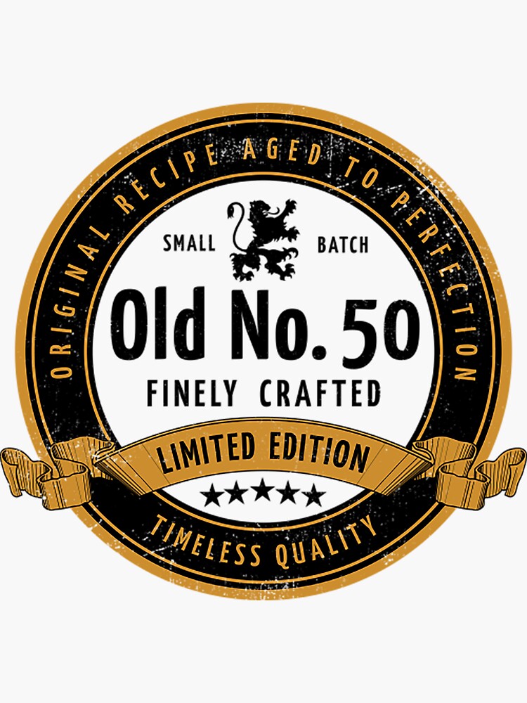 "50th Birthday - Old No. 50 T-Shirt" Sticker by RalinaAturino | Redbubble