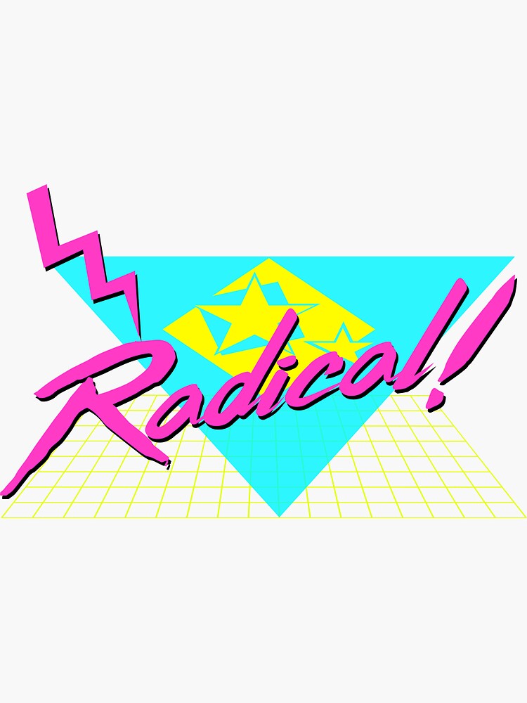 "Radical 80s Retro T Shirt" Sticker for Sale by bitsnbobs | Redbubble