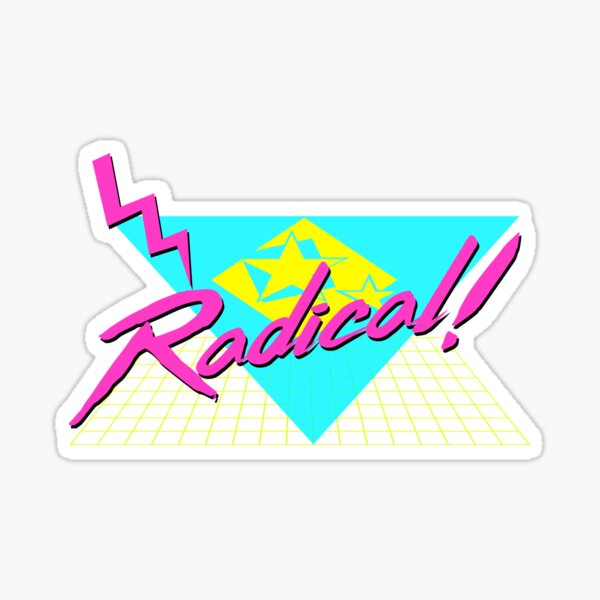 "Radical 80s Retro T Shirt" Sticker for Sale by bitsnbobs | Redbubble