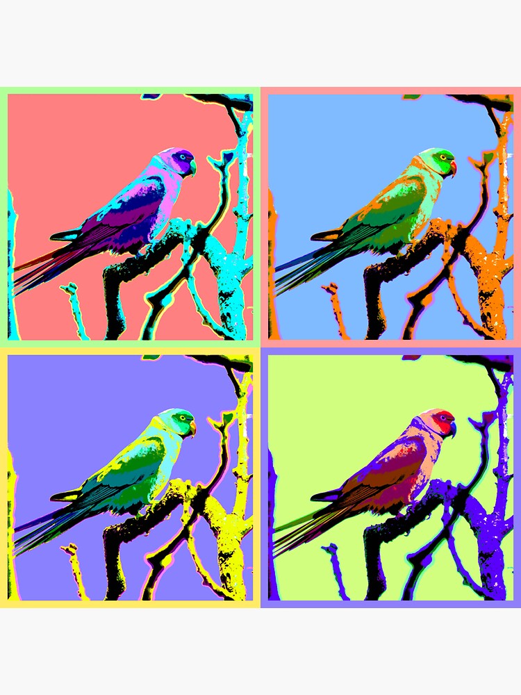"Neon and Pastel Barbados Green Parrot_Rose-Ringed Parakeet Collage ...