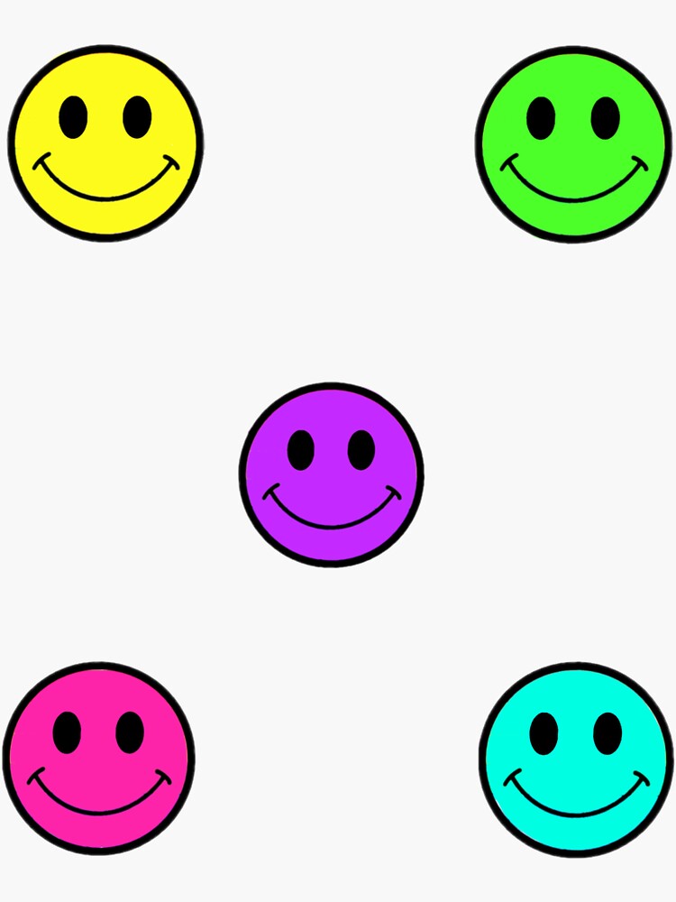"neon smiley face sticker pack" Sticker for Sale by jennarstickers ...