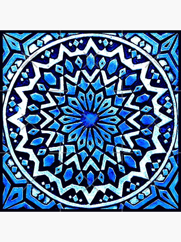"Persian Blue and Indigo Moroccan Pattern (Decorative Border)" Sticker ...