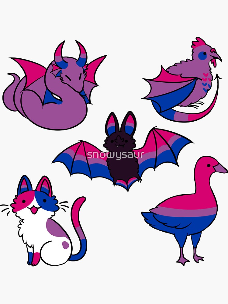 "bisexual pride animals" Sticker for Sale by snowysaur | Redbubble