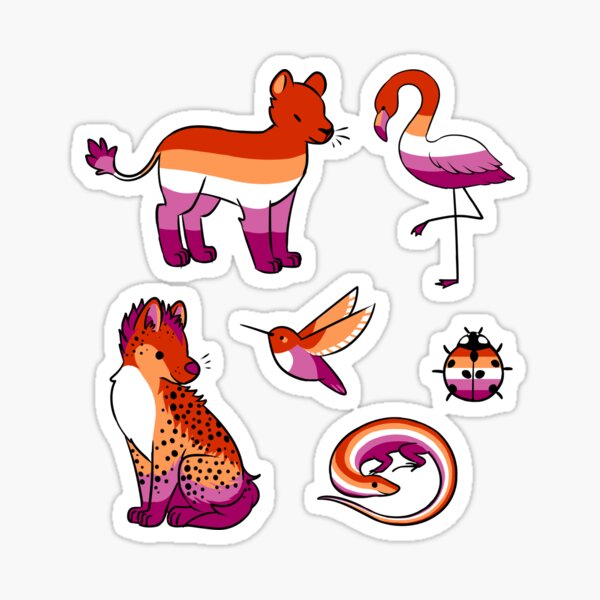"lesbian pride animals" Sticker for Sale by snowysaur | Redbubble