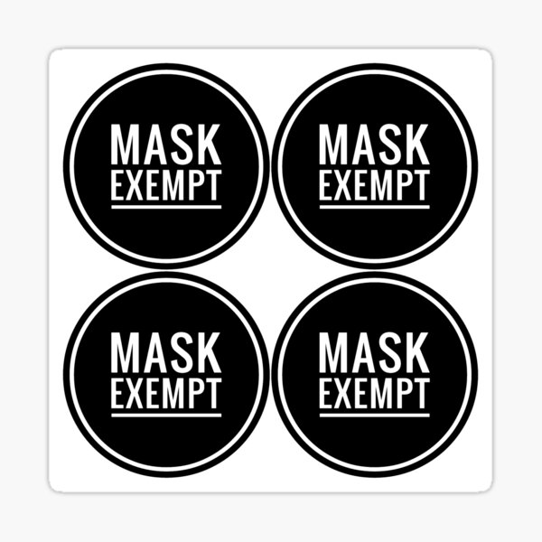 "Black and White Mask Exempt Stickers Pinbadges Disability Visibility ...