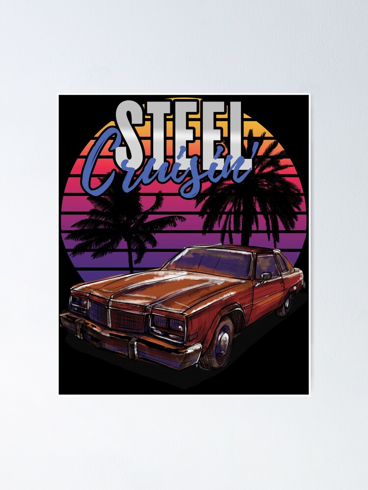 "Steel Cruisin' - Classic American Muscle Car with Retro Vintage Sunset ...