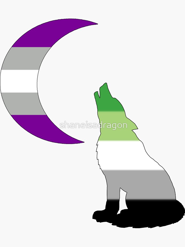 "Aro Graysexual Wolf & Moon" Sticker for Sale by shaneisadragon | Redbubble