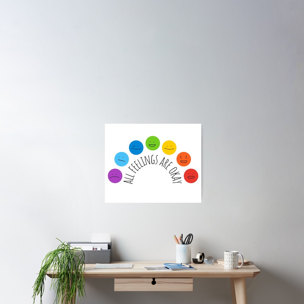 "All Feelings Are Okay - Emotions Wheel | Feelings Chart" Poster for ...