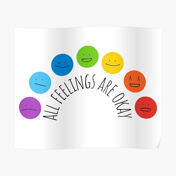 "All Feelings Are Okay - Emotions Wheel | Feelings Chart" Poster for ...