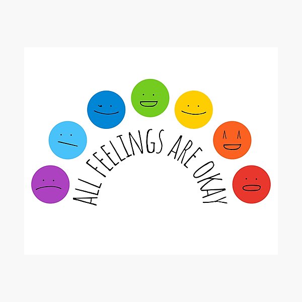 "All Feelings Are Okay - Emotions Wheel | Feelings Chart" Photographic ...