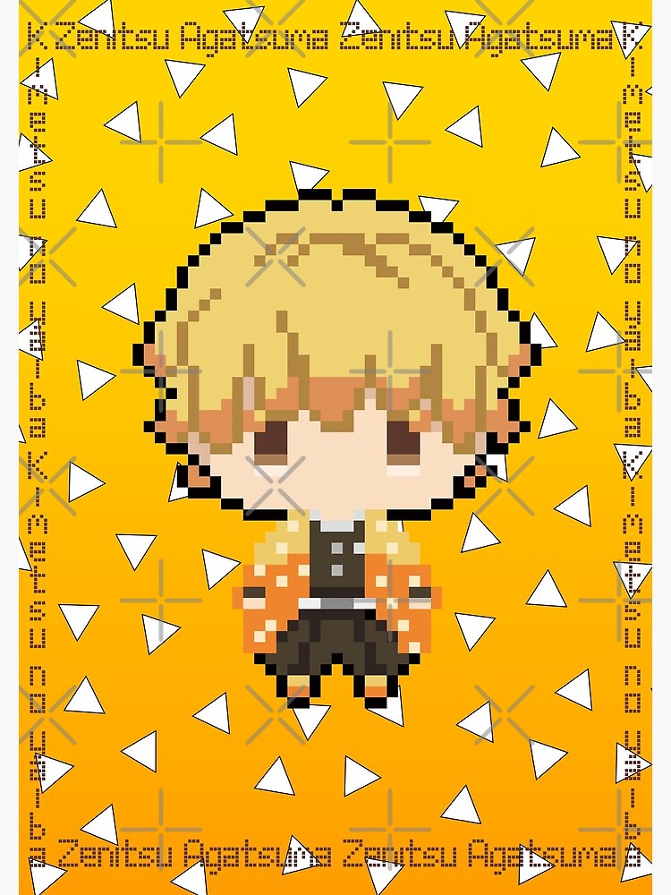 "Zenitsu Agatsuma Kimetsu No Yaiba Demon Slayer Pixel Art ver.2" Spiral ...