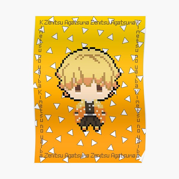 Poster « Zenitsu Agatsuma Kimetsu No Yaiba Demon Slayer Pixel Art ver.2 ...