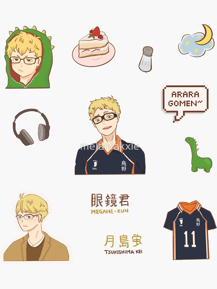 "haikyuu - tsukishima sticker pack" Sticker for Sale by melaniakxle ...