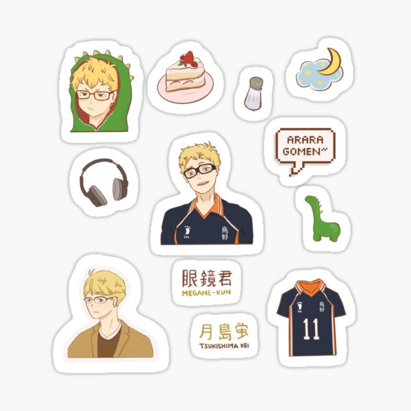 "haikyuu - tsukishima sticker pack" Sticker for Sale by melaniakxle ...