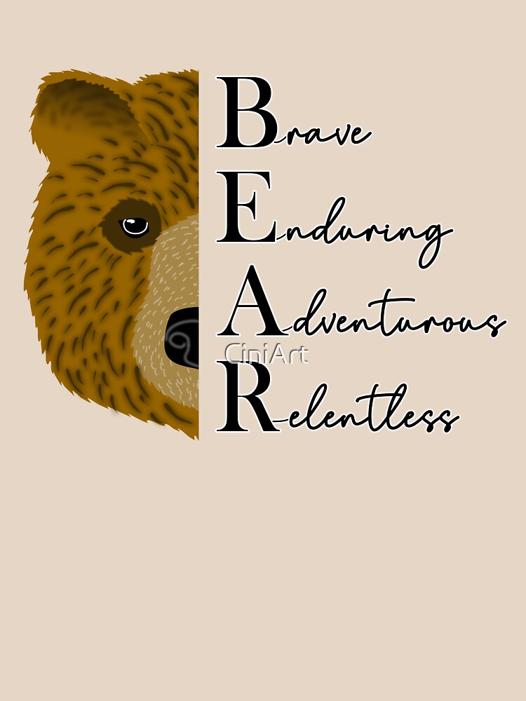 "Bear face with bear text and letter with positive characteristics ...