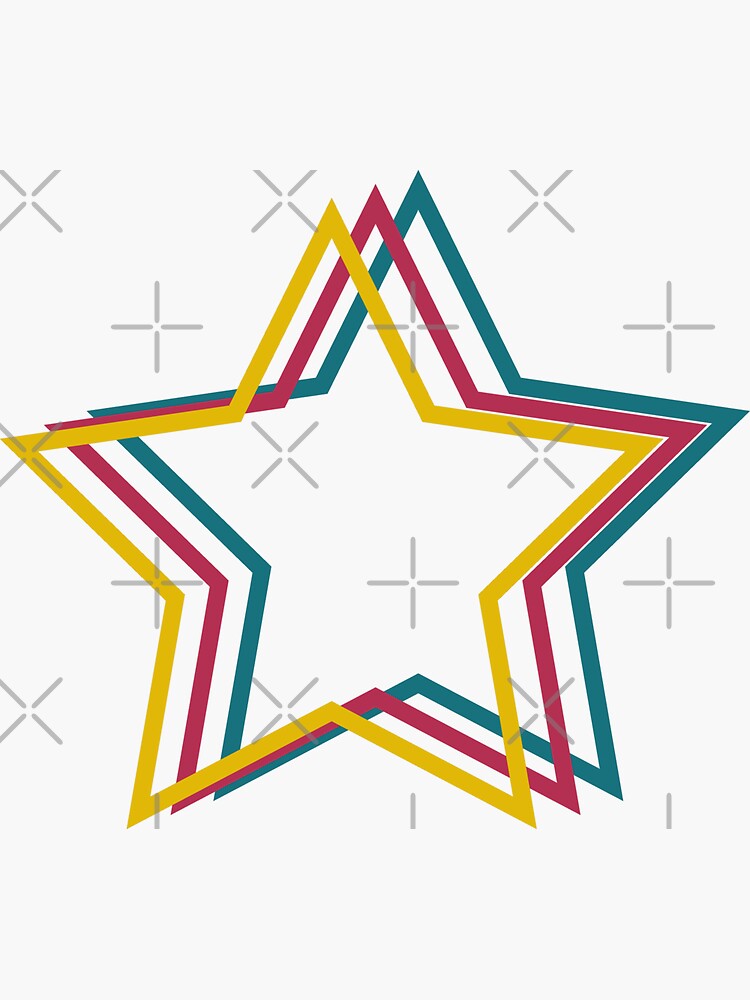 "Retro star of cyan, magenta and pale yellow" Sticker for Sale by ...