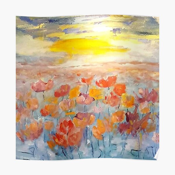 "Blomstermark. Flower field," Poster by SusanneAnker | Redbubble