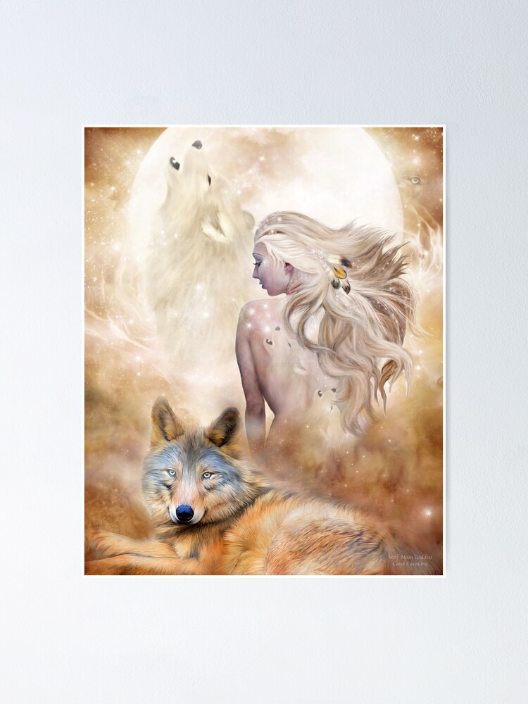 "Wolf Moon Goddess" Poster by carolcavalaris | Redbubble